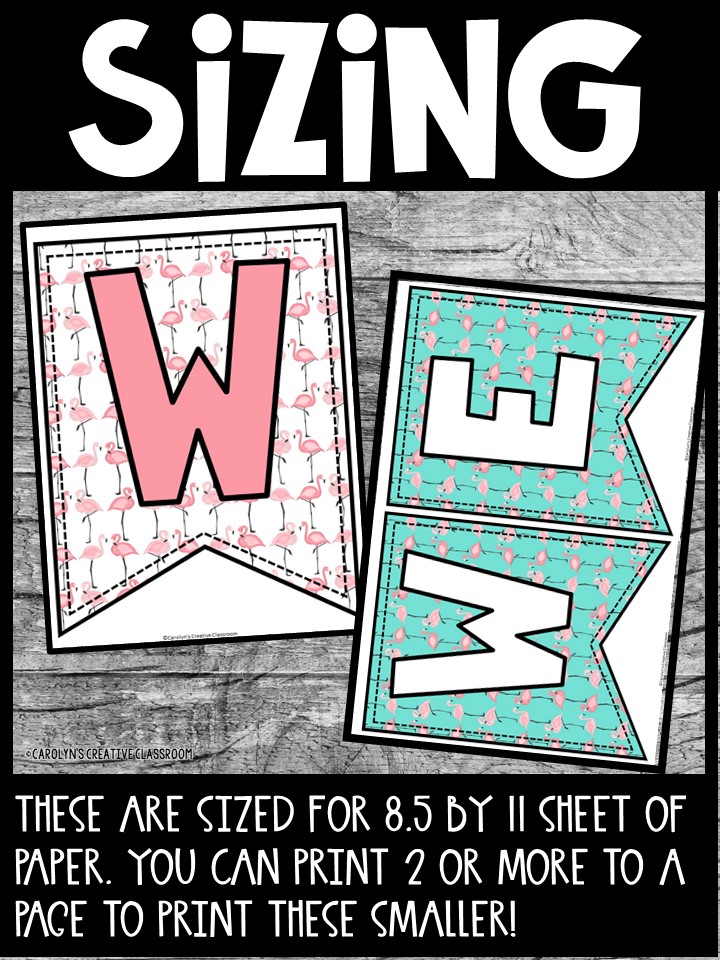 Editable Classroom Banners – Match Your Classroom Theme [Flamingo]