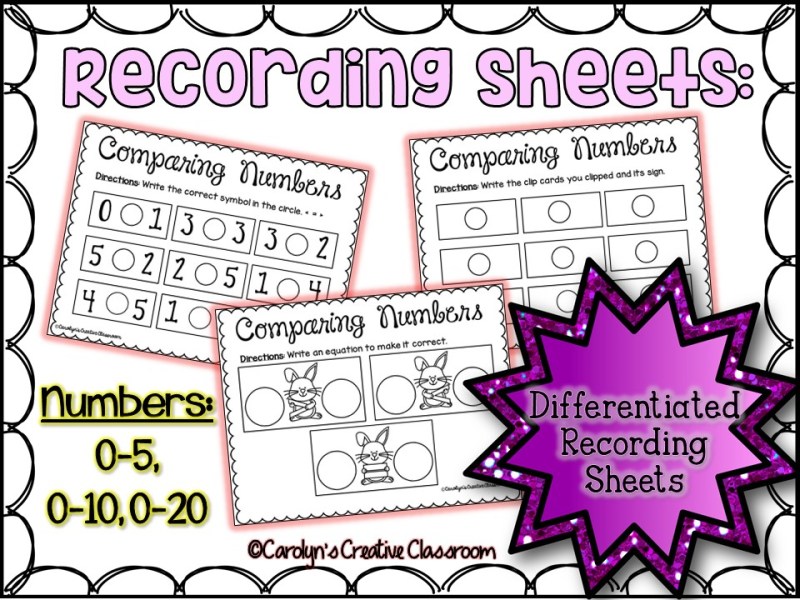Comparing Numbers Clip Cards – Spring Bunny (Greater, Less, Equal to ...