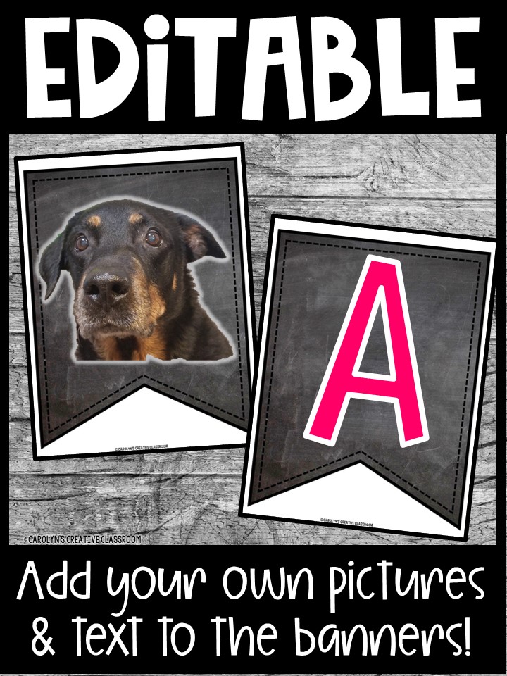 Editable Classroom Banners – Match Your Classroom Theme [Chalkboard]