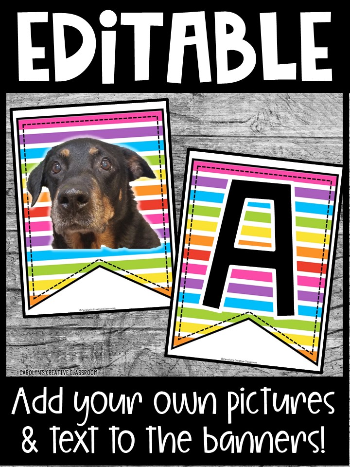 Editable Classroom Banners – Match Your Classroom Theme [Rainbow 3]
