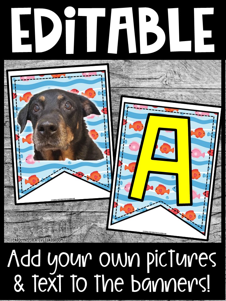 Editable Classroom Banners – Match Your Classroom Theme [Ocean set 4]