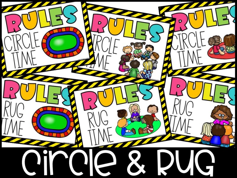 Carpet Rules Posters | Circle Time Rules Posters [Construction Stripes]