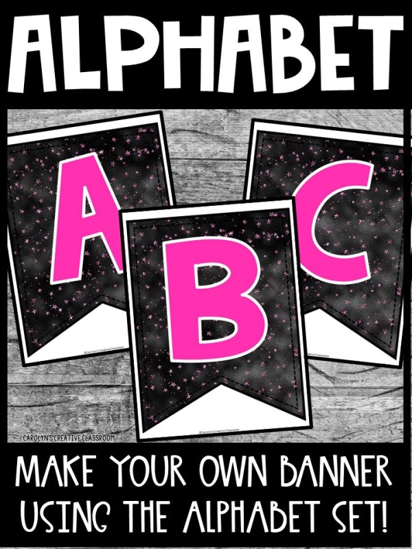 Editable Classroom Banners – Match Your Classroom Theme [Black and Pink]