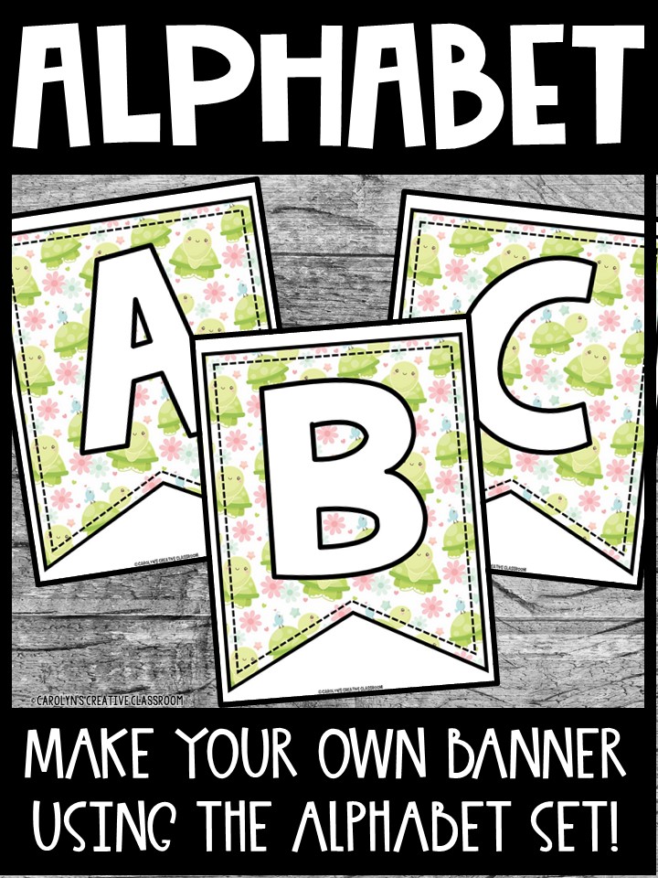 Editable Classroom Banners – Match Your Classroom Theme [Turtle]