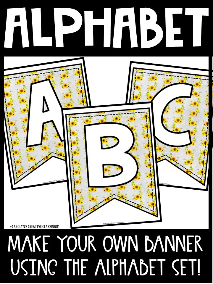 Editable Classroom Banners – Match Your Classroom Theme [Sunflower 1]