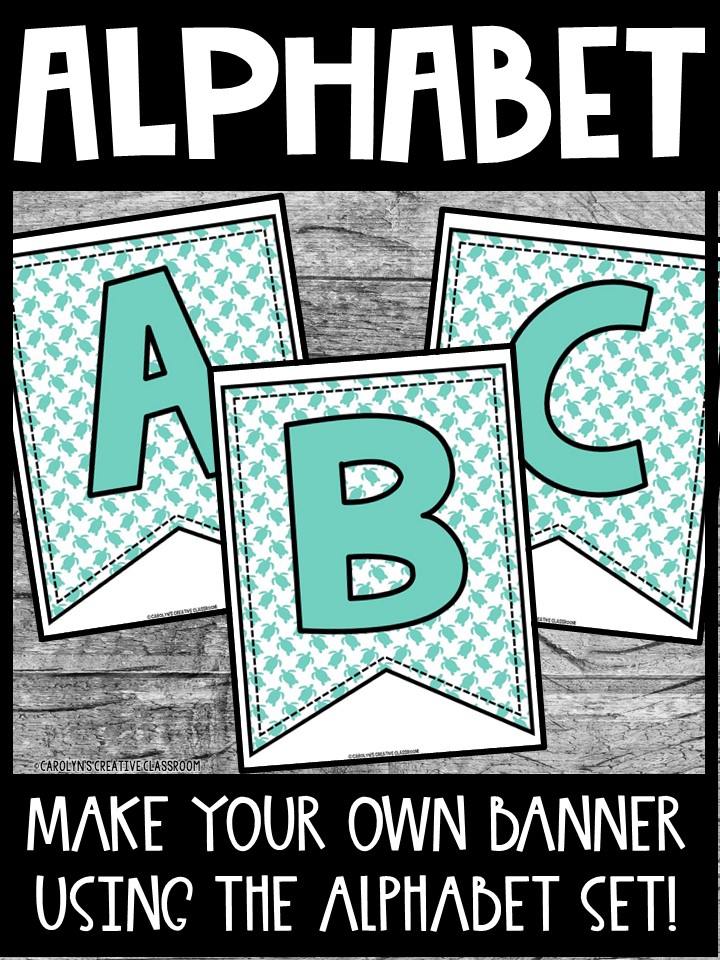 Editable Classroom Banners – Match Your Classroom Theme [Seaturtle]