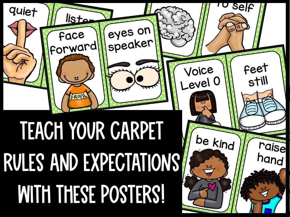 Carpet Rules Posters | Circle Time Rules Posters [Polka Dots Lime]