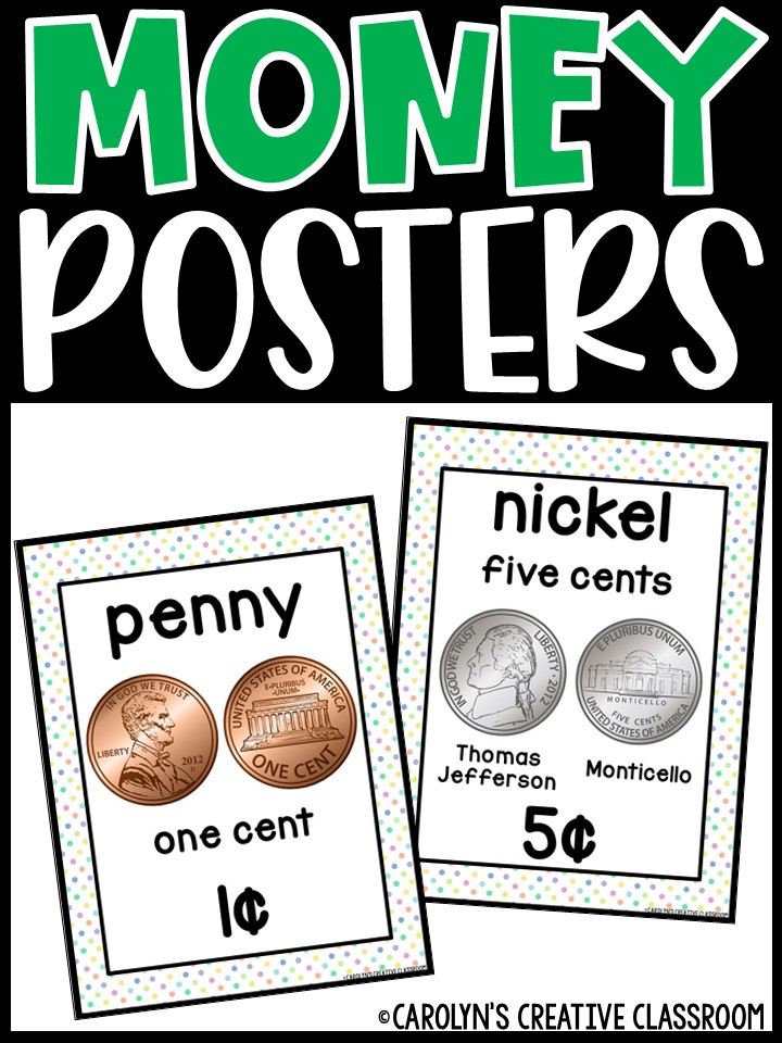 US Money Posters – Coin and Dollar Posters | Pastel 4 Classroom Decor