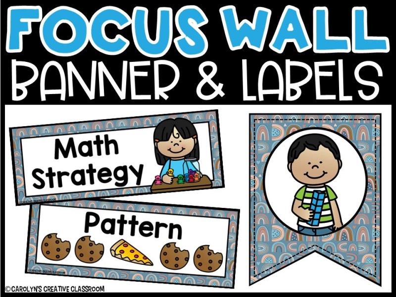 Boho Rainbow 5 Math Focus Wall and Banner