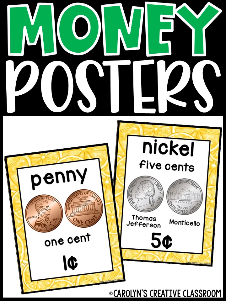 US Money Posters – Coin and Dollar Posters | Lemon 1 Classroom Decor