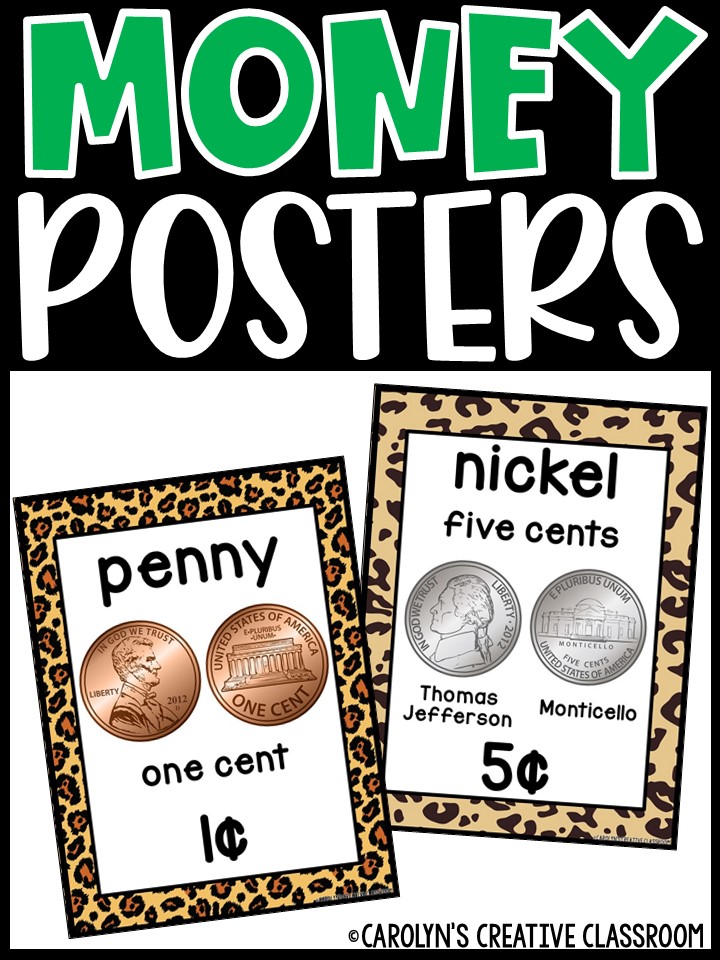 US Money Posters – Coin and Dollar Posters | Jungle Classroom Decor