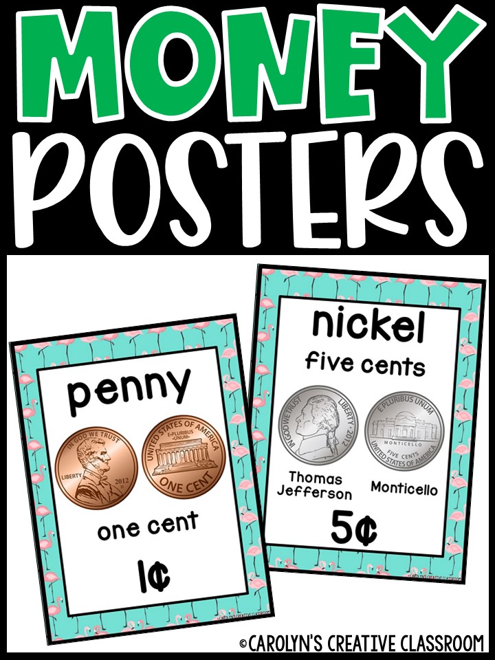 US Money Posters – Coin and Dollar Posters | Flamingo 2 Classroom Decor