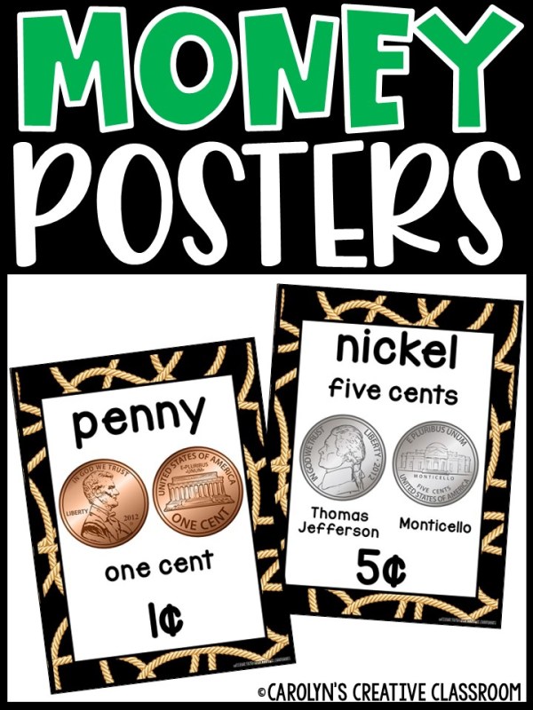 US Money Posters – Coin and Dollar Posters | Cowboy 4 Classroom Decor ...