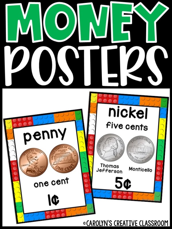 US Money Posters – Coin and Dollar Posters | Blocks Classroom Decor