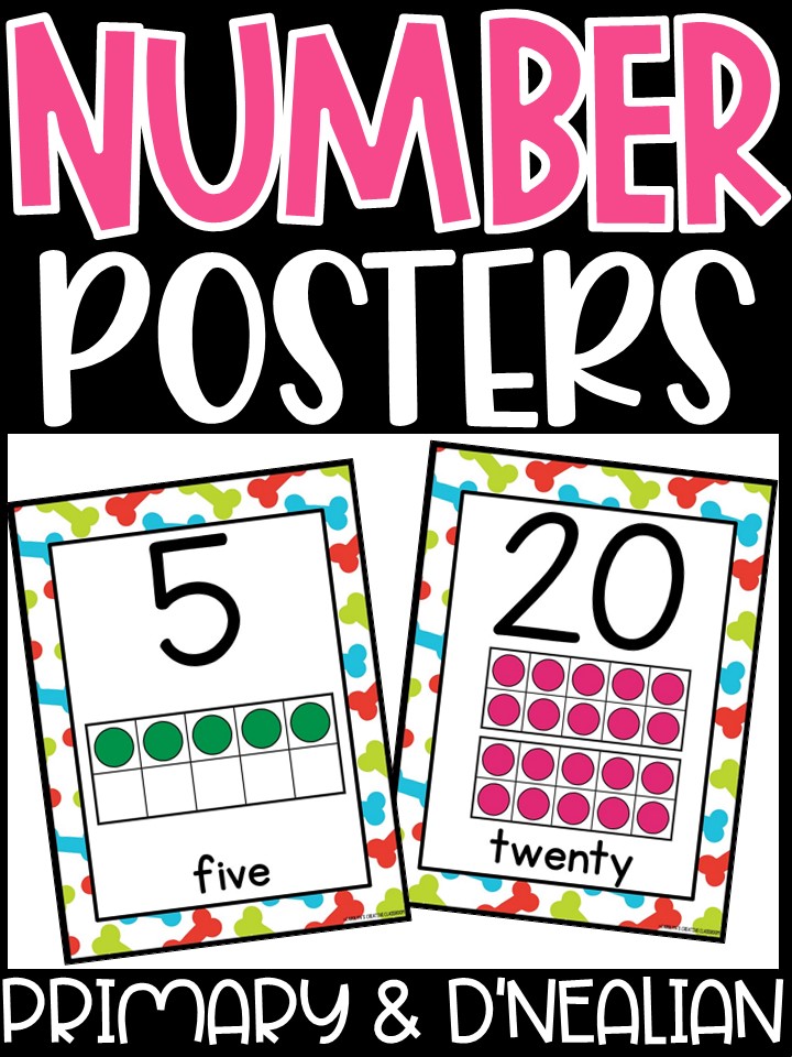 Number Posters | Dog 1 Classroom Decor