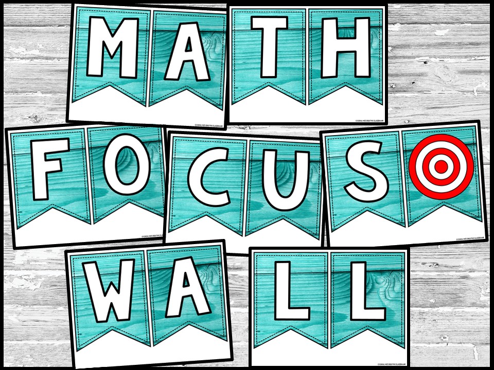 Wood Teal Math Focus Wall and Banner