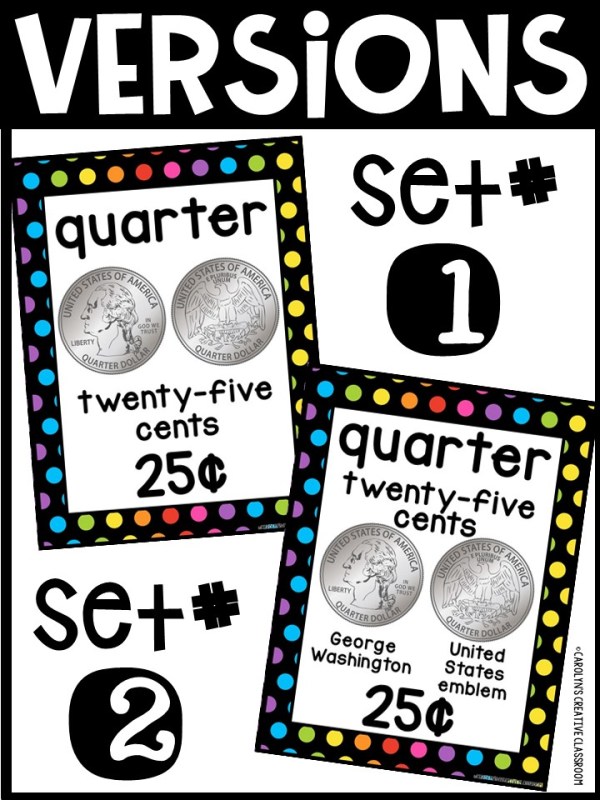 US Money Posters – Coin and Dollar Posters | Rainbow 4 Classroom Decor ...