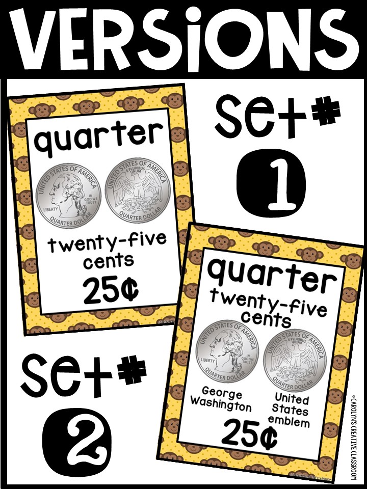 US Money Posters – Coin and Dollar Posters | Monkey Classroom Decor