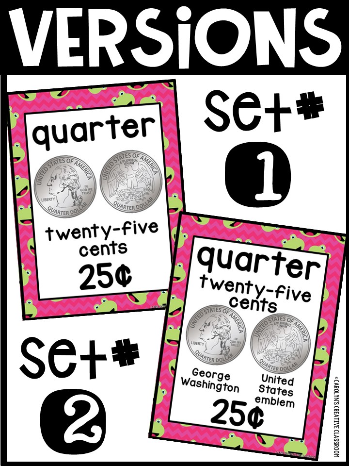 US Money Posters – Coin and Dollar Posters | Frog 6 Classroom Decor