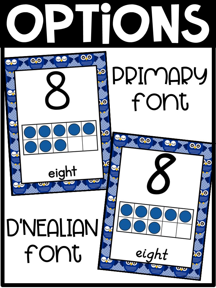 Number Posters | Owl 3 Classroom Decor