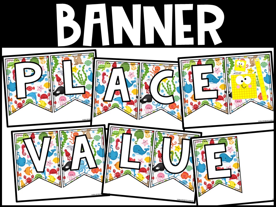 Place Value Posters and Banners | Ocean 3 Classroom Decor