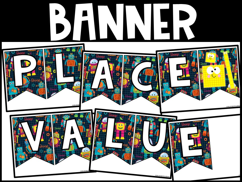 Place Value Posters and Banners | Robot Classroom Decor