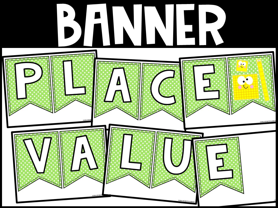 Place Value Posters and Banners | Lime Polka Dots Classroom Decor
