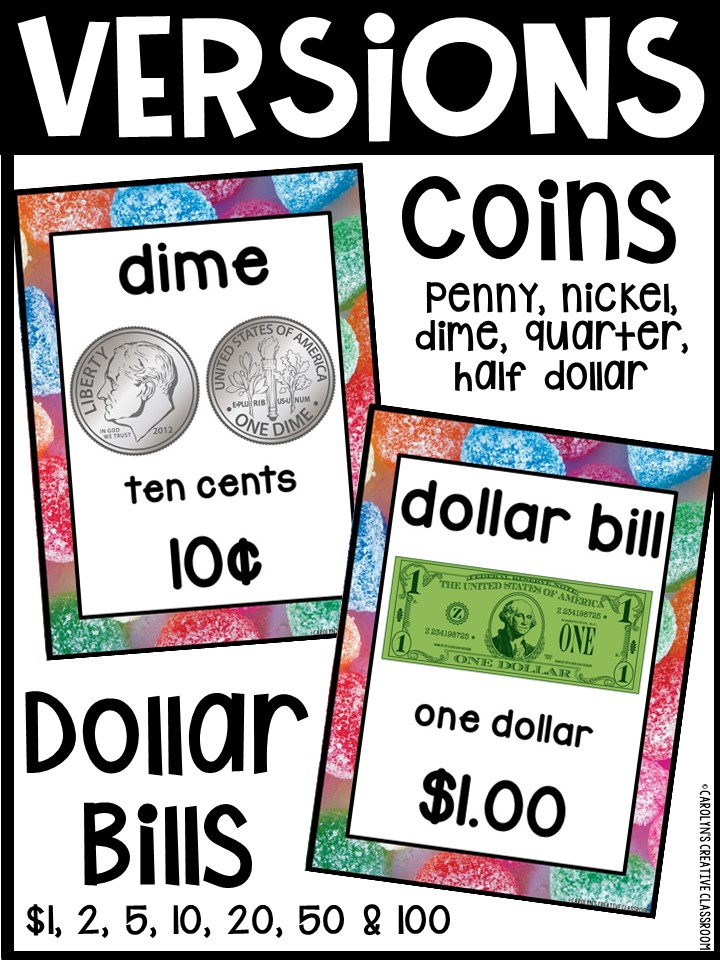 US Money Posters – Coin and Dollar Posters | Candy Classroom Decor