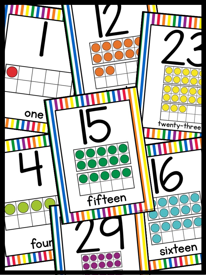 Number Posters | Rainbow 5 Classroom Decor – Carolyn's Creative Classroom