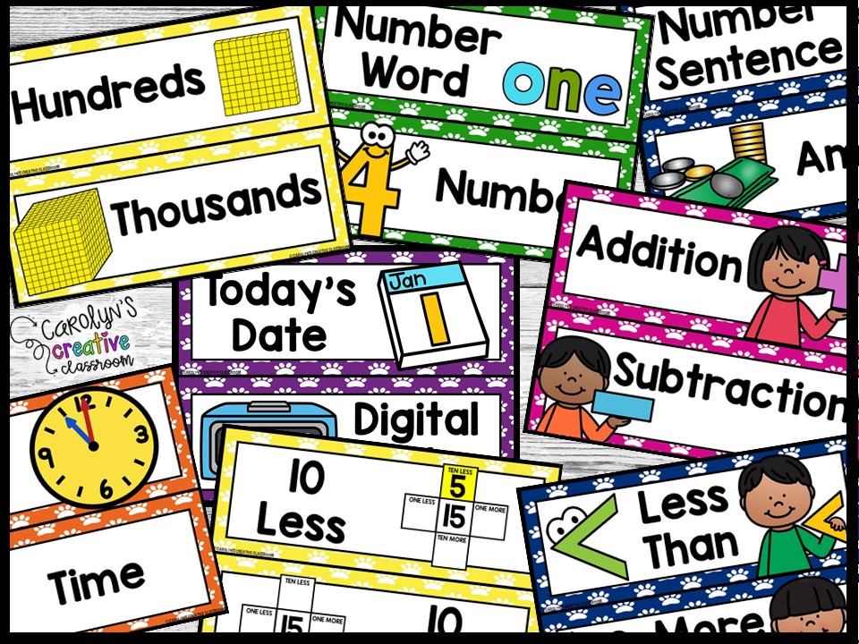 Pawprints Math Focus Wall and Banner