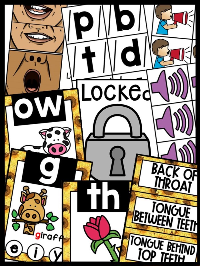 Sound Wall – Phoneme with Mouth Examples (Sunflower 2 Theme)