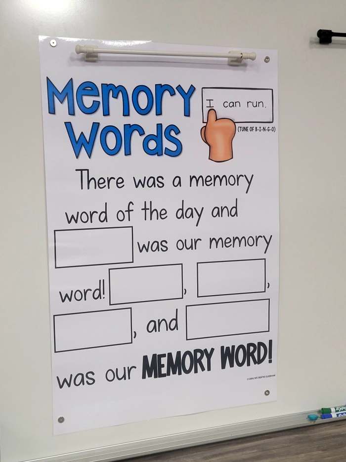 Memory Word Chant Anchor Chart [Hard Good]