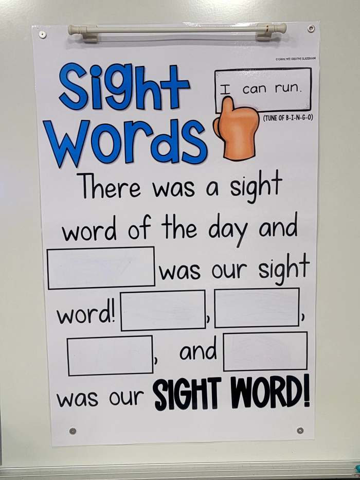 Sight Word Chant Anchor Chart [Hard Good]