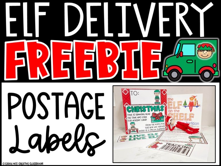 Elf Delivery Postage Labels FREEBIE – Elf Day 1