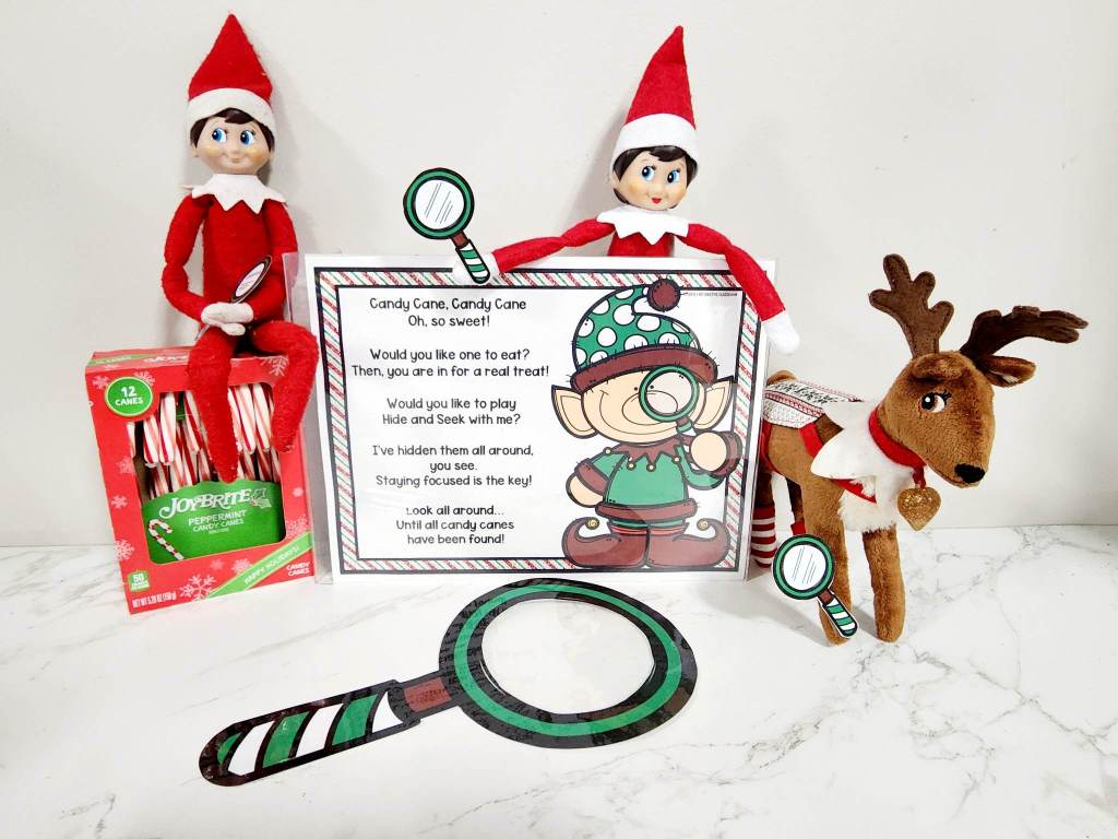 Candy Cane Hide and Seek Elf Printable Poster FREEBIE – Elf Day 15