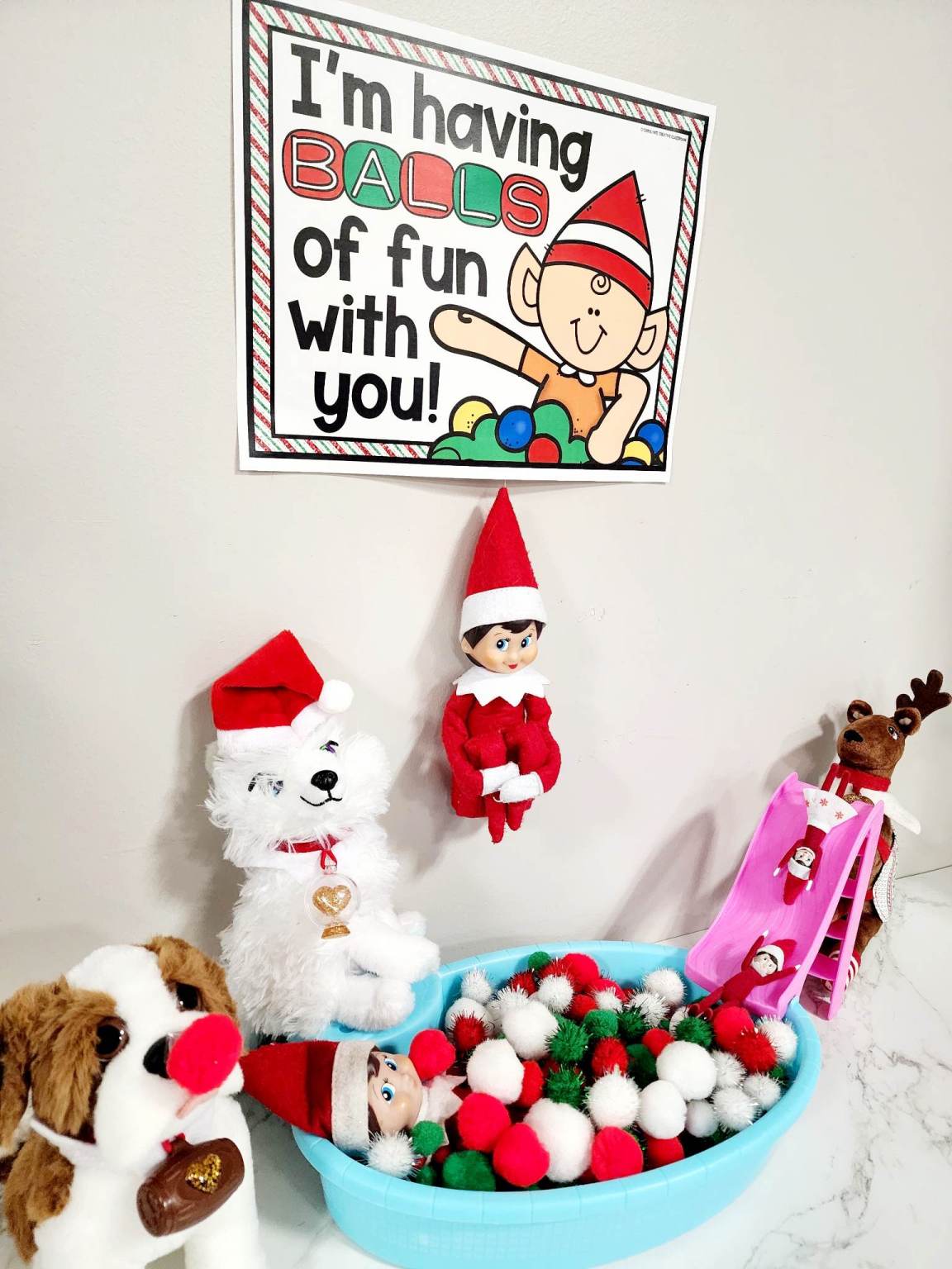 Elf Ball Pit Printable Poster and Labels FREEBIE – Elf Day 20