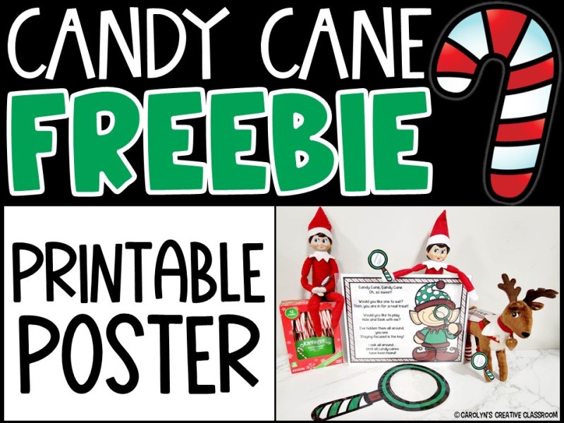 Candy Cane Hide and Seek Elf Printable Poster FREEBIE – Elf Day 15