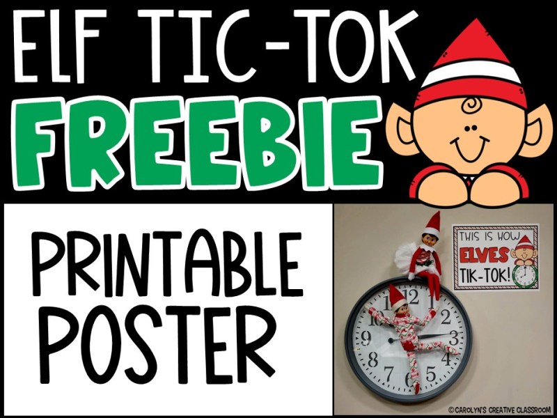 Elf Tik-Tok Clock Printable Poster FREEBIE – Elf Day 6