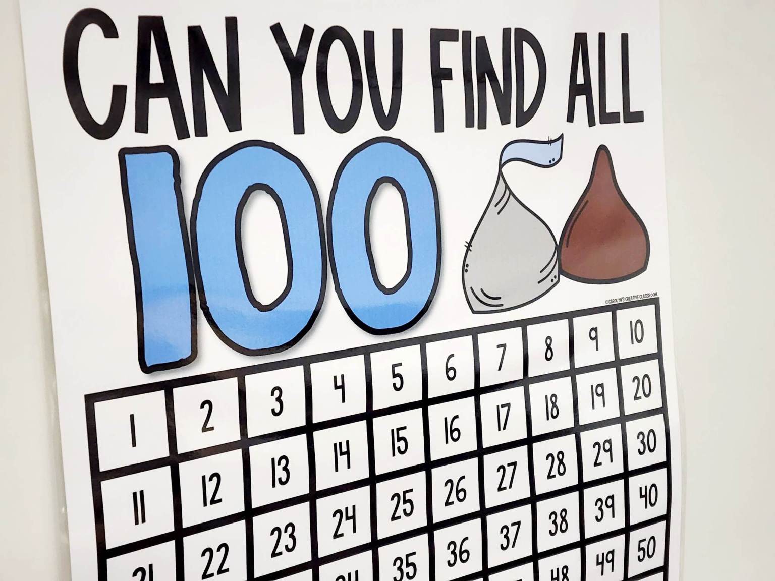 100th Day Kisses 100th Chart Anchor Chart [Hard Good] – Option 1