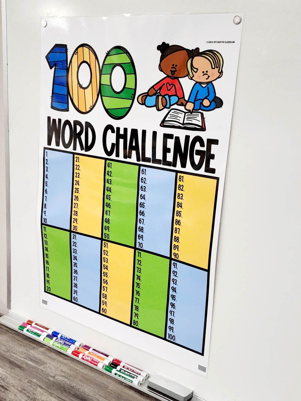 100th Day Word Challenge Anchor Chart [Hard Good] – Option 2 (no lines)