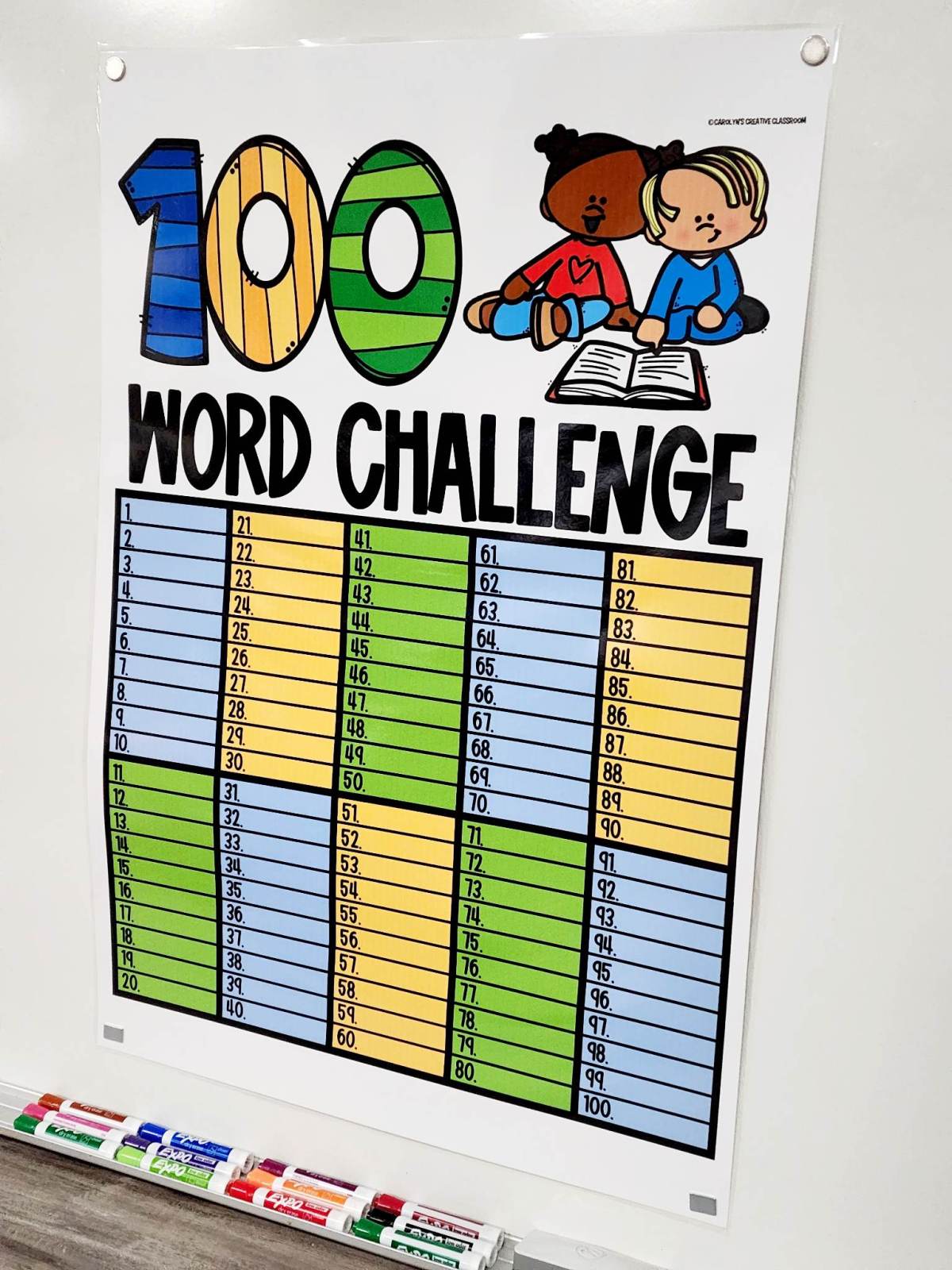 100th Day Word Challenge Anchor Chart [Hard Good] – Option 1 (with lines)