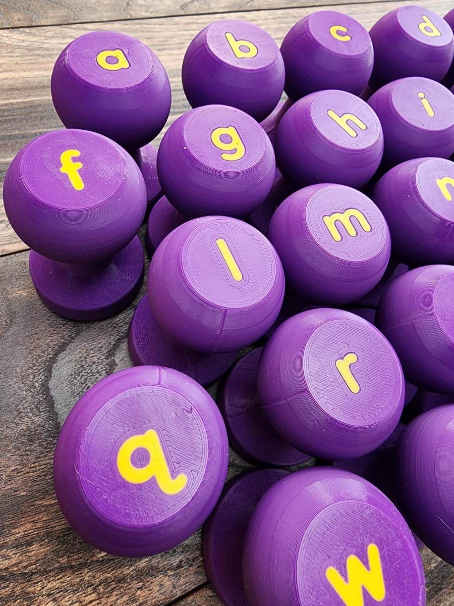 Alphabet Dough Stampers [Hard Good] – LOWERCASE LETTERS (Purple/Yellow)