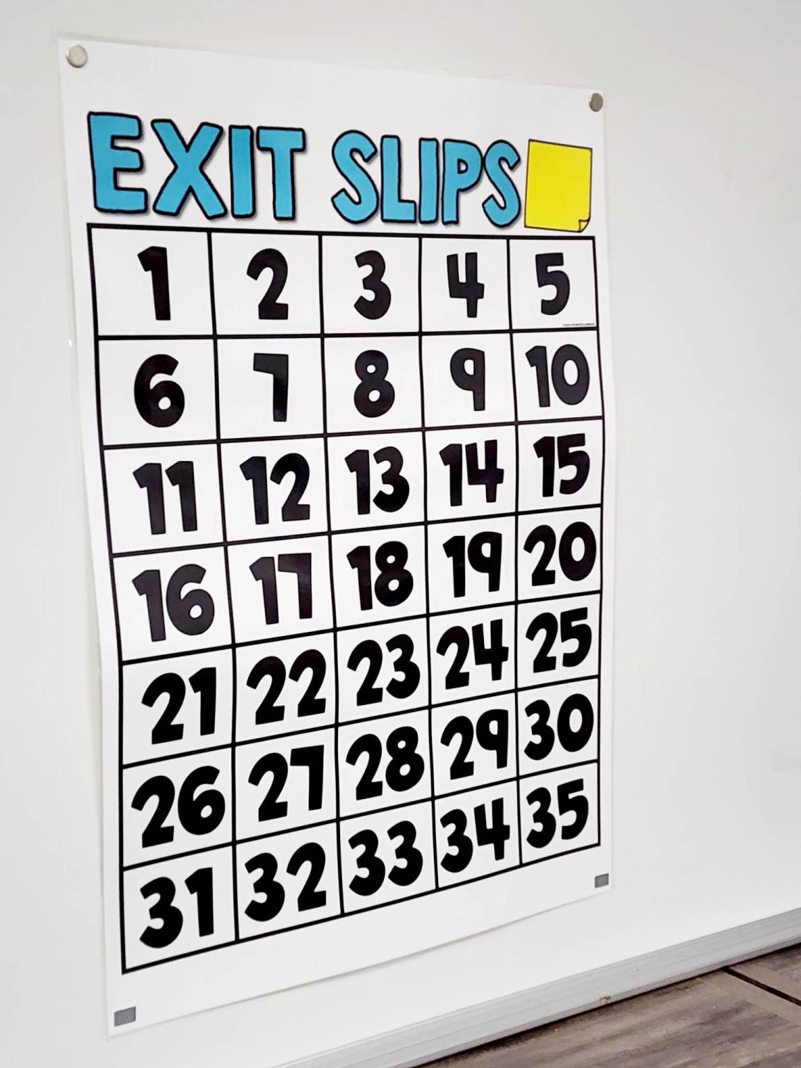 Exit Slips Anchor Chart [Hard Good] – Set 6 (NUMBERS TO 35)