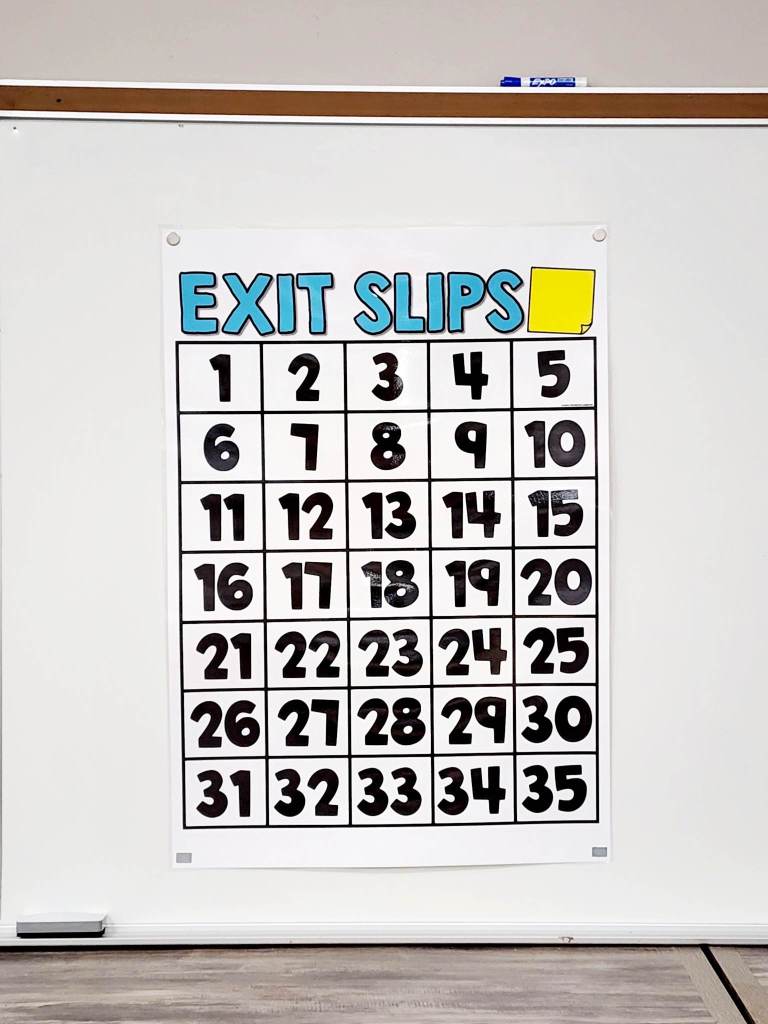 Exit Slips Anchor Chart [Hard Good] – Set 6 (NUMBERS TO 35)