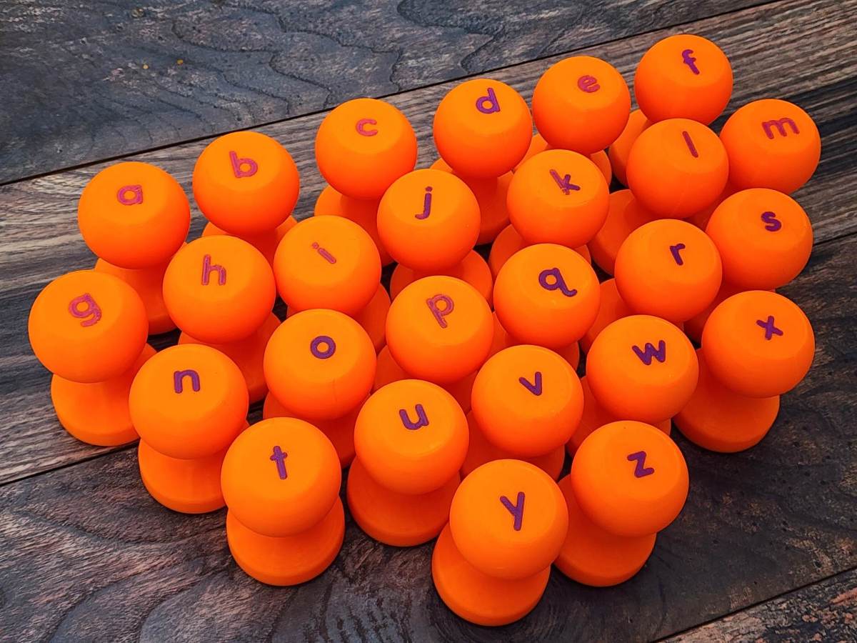 Alphabet Dough Stampers [Hard Good] – LOWERCASE LETTERS (Orange/Purple)