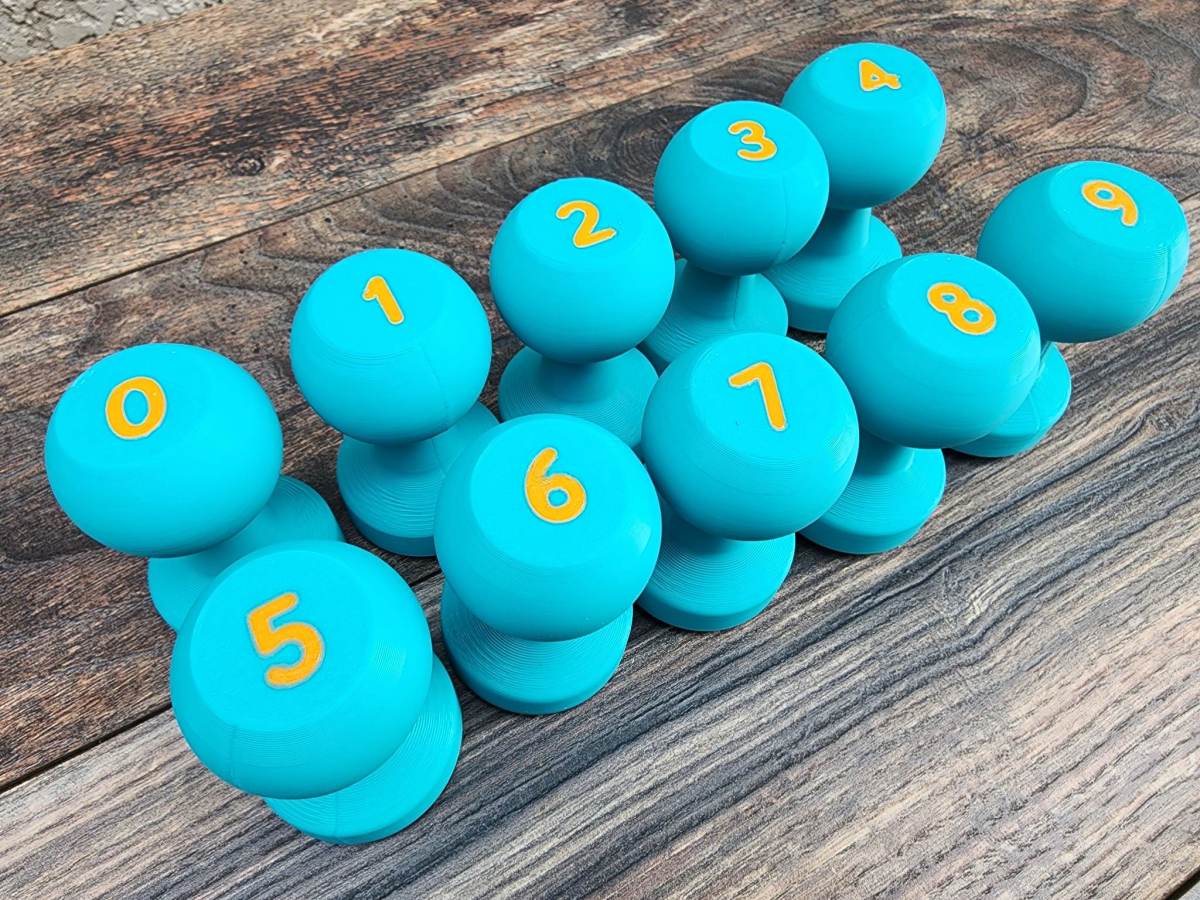 Number Dough Stampers [Hard Good] – Numbers 0-9 (Teal/Orange)