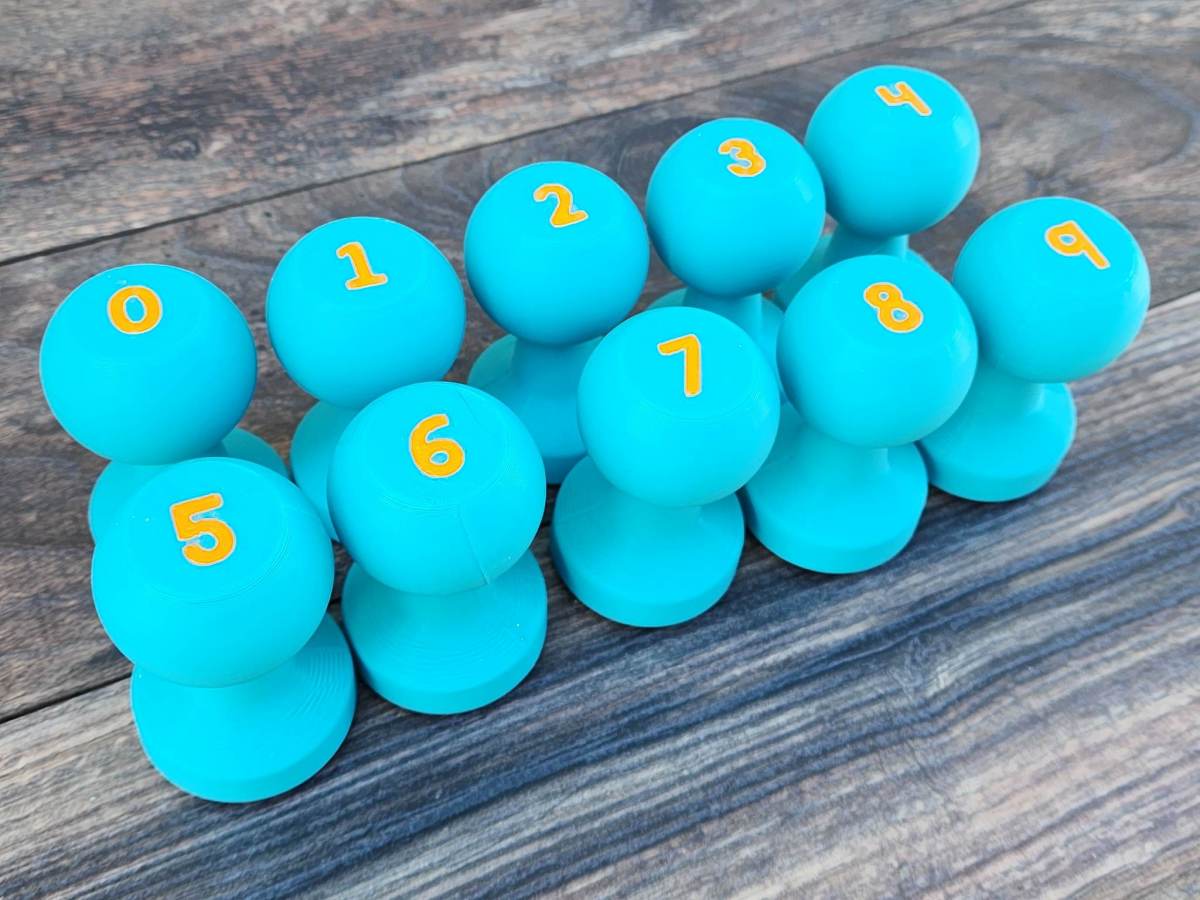 Number Dough Stampers [Hard Good] – Numbers 0-9 (Teal/Orange)