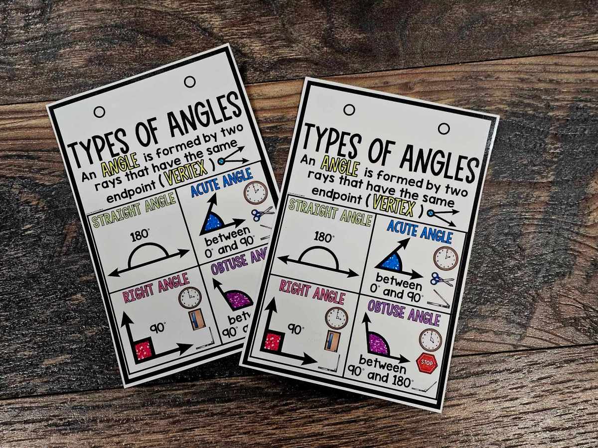 Desktop Anchor Chart: Types of Angles with Examples [*SOLD INDIVIDUALLY]