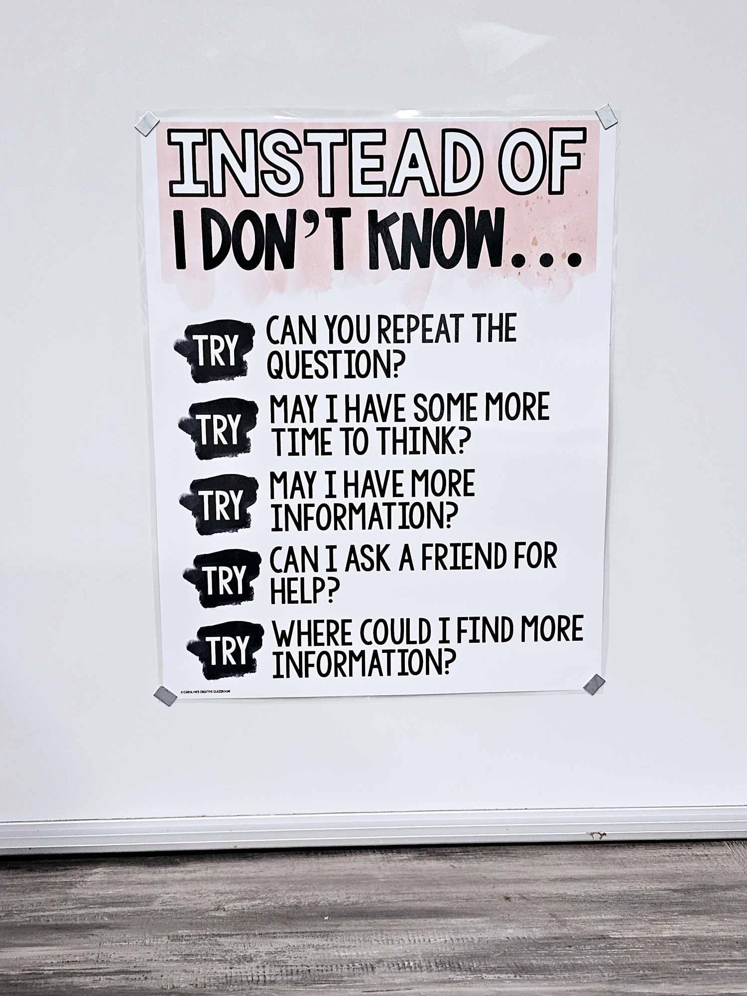 Instead of I don’t Know Anchor Chart [Hard Good] – Option 3