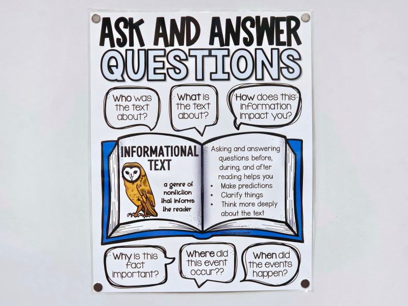 Ask and Answer Questions Anchor Chart [Hard Good] – Option #1 ...